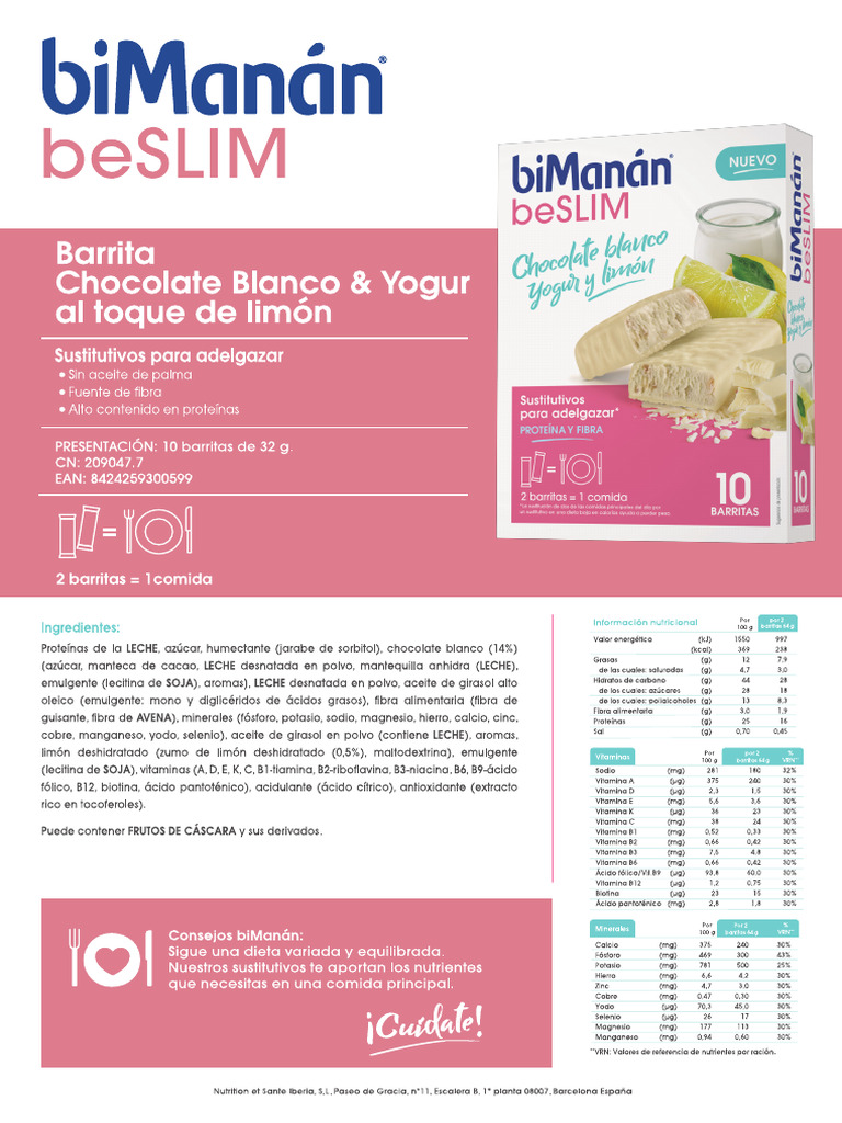 BeSlim Barita Yogur y Limon | PDF