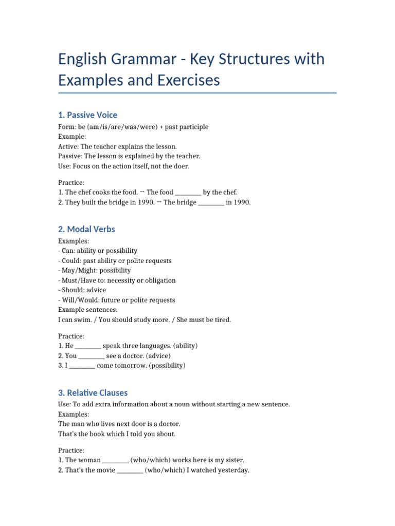 English Grammar Rules and Exercises | PDF
