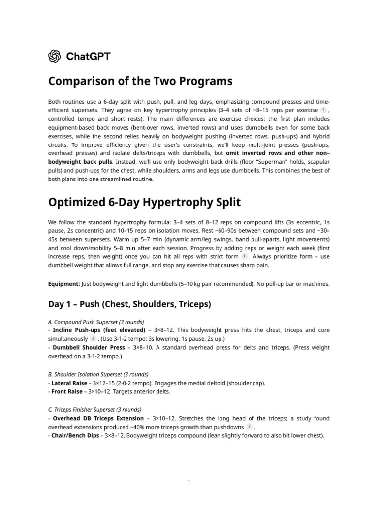 Optimized 6-Day Hypertrophy Workout Plan | PDF | Strength Training ...