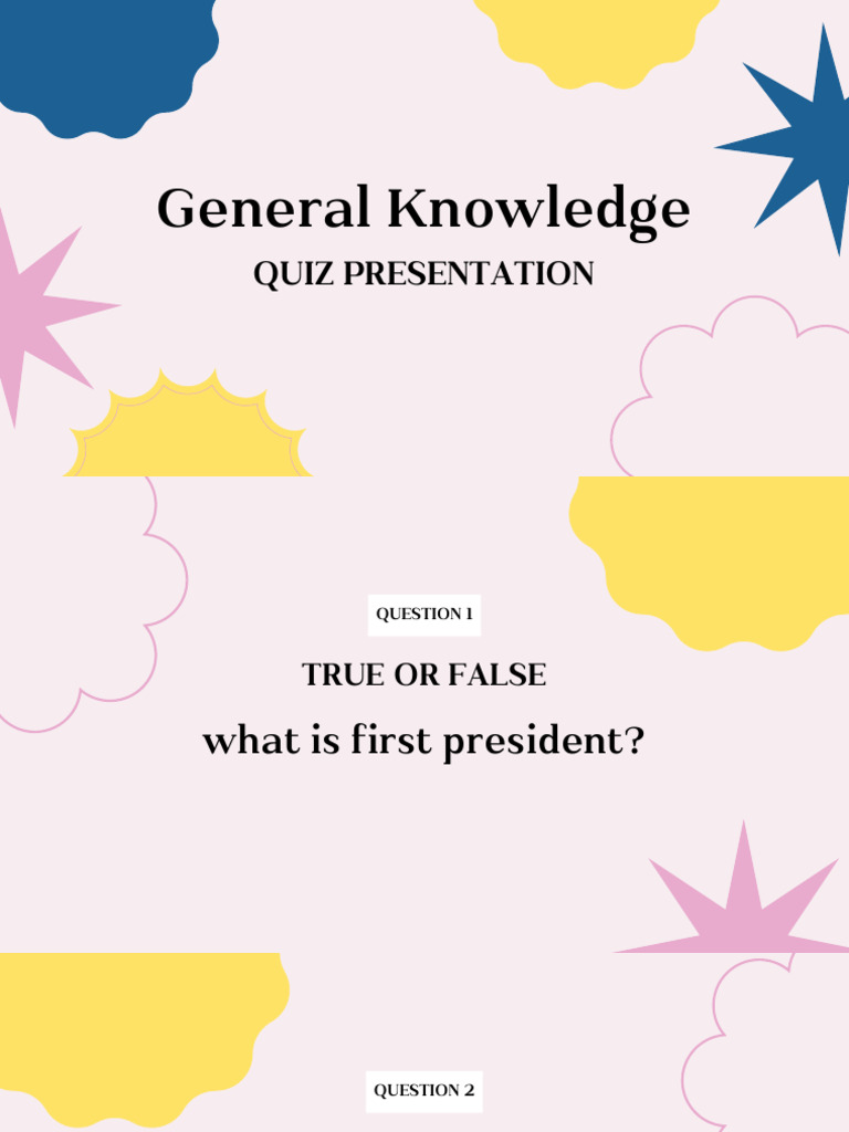 Pink Modern Colorful Creative General Knowledge Quiz Presentation | PDF