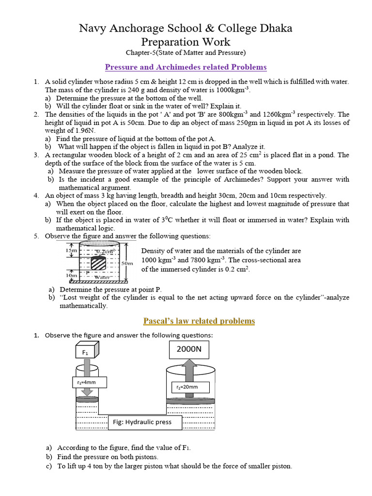 Chapter-5 (State of Matter and Pressure) | PDF | Pressure | Physical ...