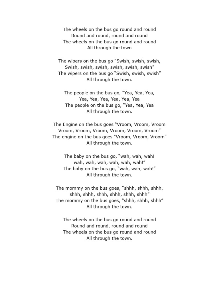 The Wheels On The Bus Go Round and Round | PDF