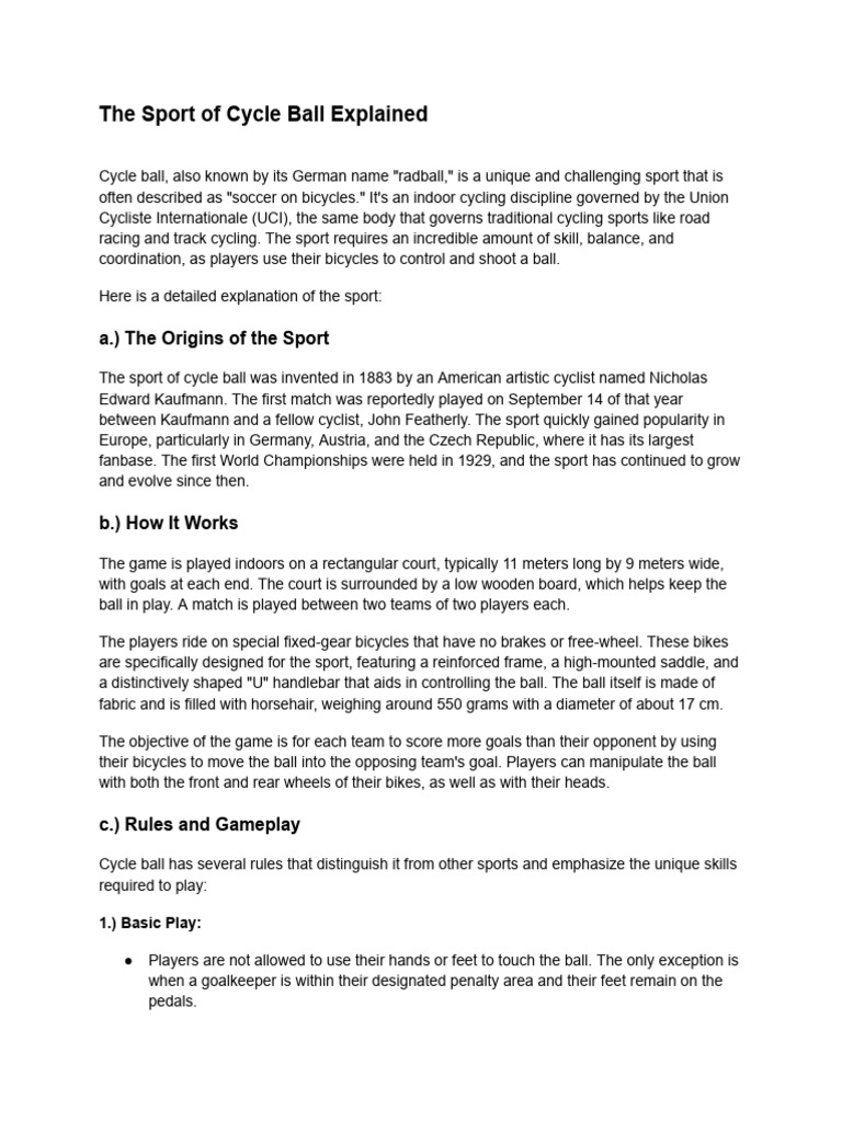 Understanding Cycle Ball Rules and History | PDF | Cycle Sport | Sports