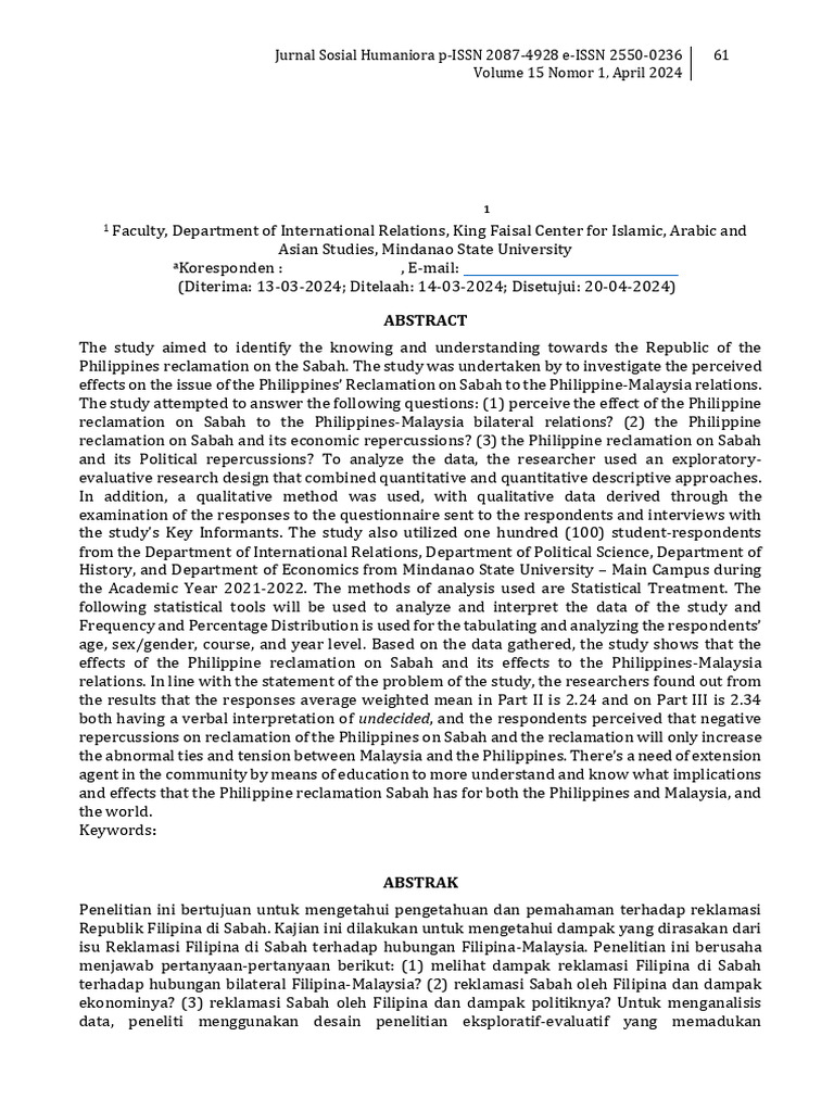 Philippine Reclamation's Impact on Sabah | PDF | Philippines | Malaysia