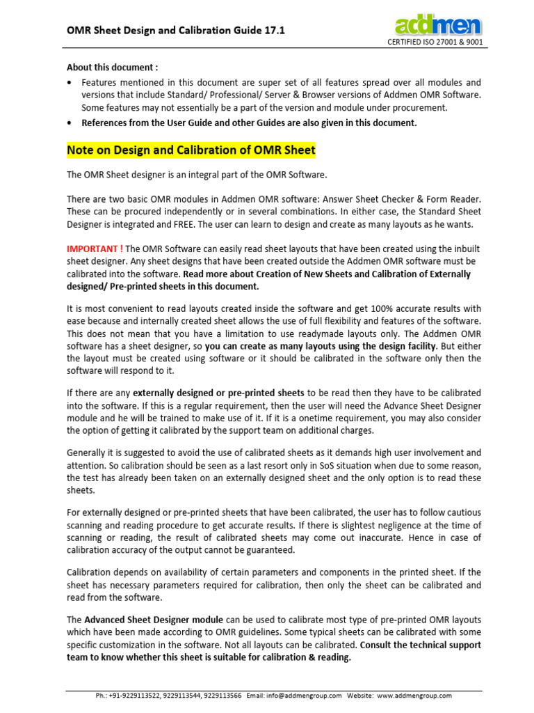 Addmen OMR Sheet Design Guide | PDF | Optical Character Recognition ...