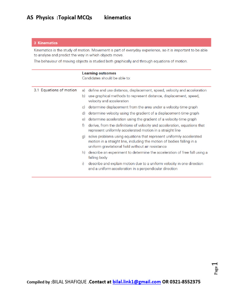 Kinematics -Pap 1 | PDF | Kinematics | Acceleration