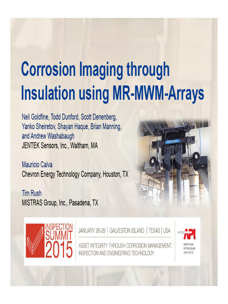 API Inspection Summit 2015 - JENTEK - Final | PDF | Pipe (Fluid ...