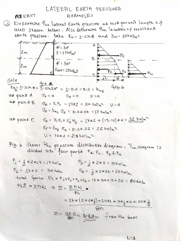 Lateral Earth Pressure Example | PDF