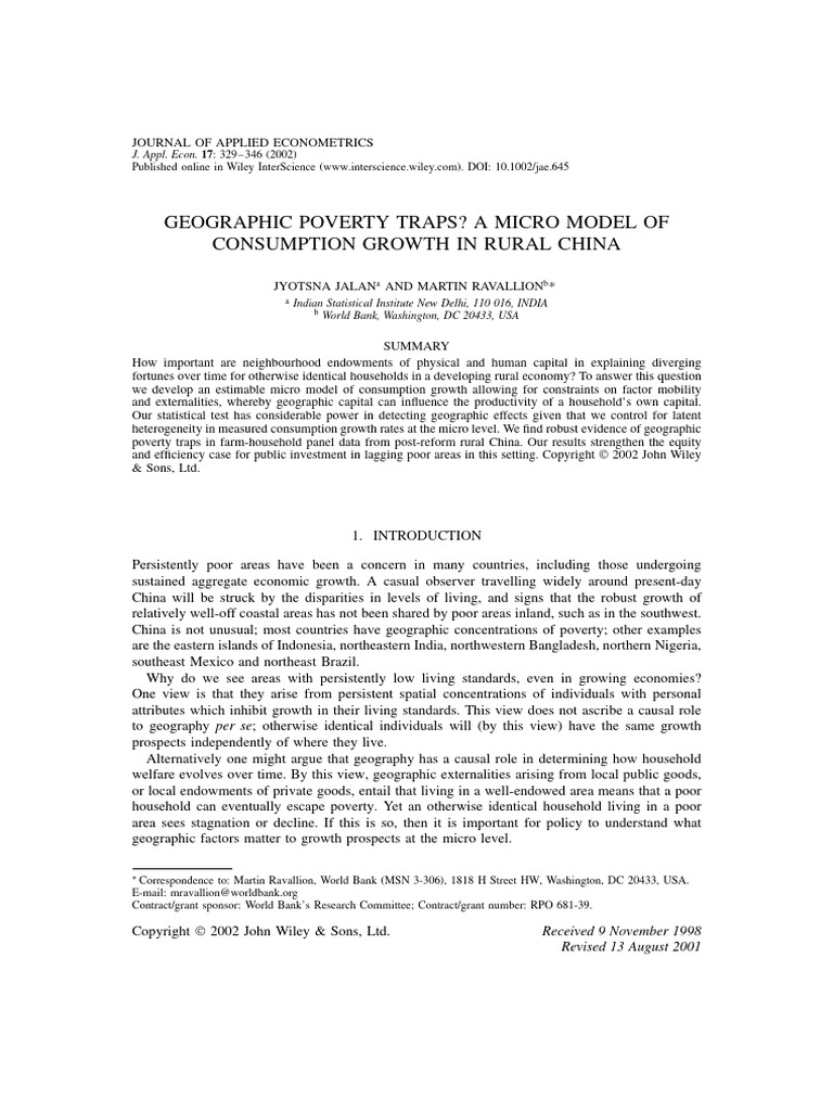 Geographic Poverty Traps in Rural China | PDF | Errors And Residuals ...