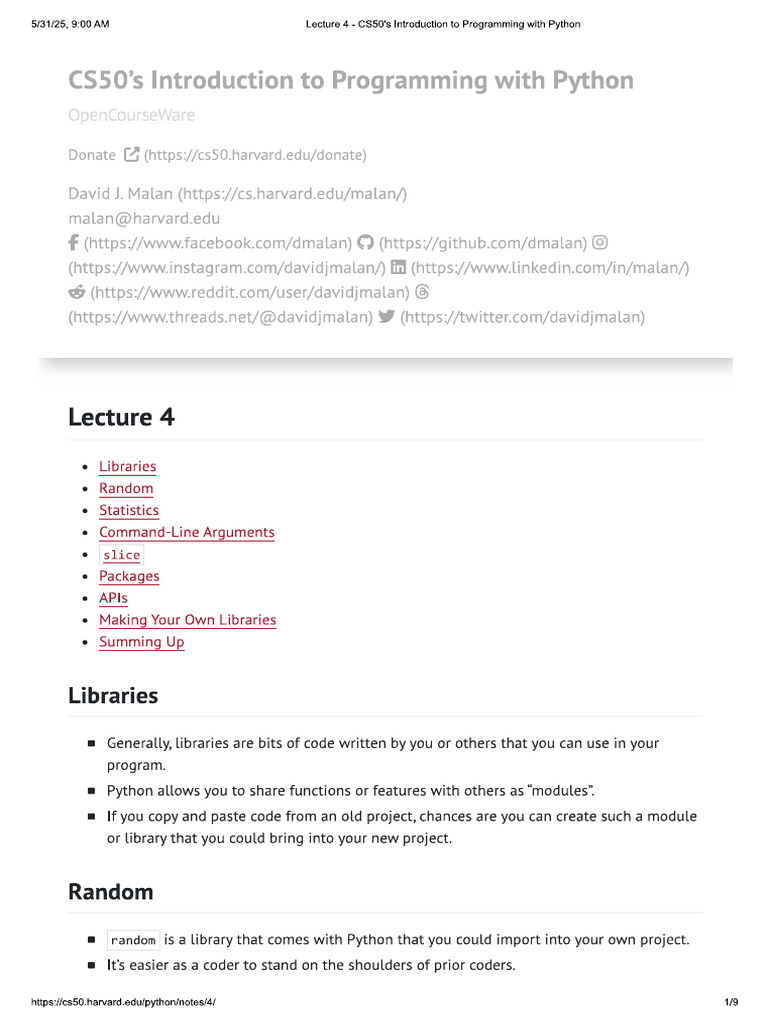Lec 4 - Libraries | PDF