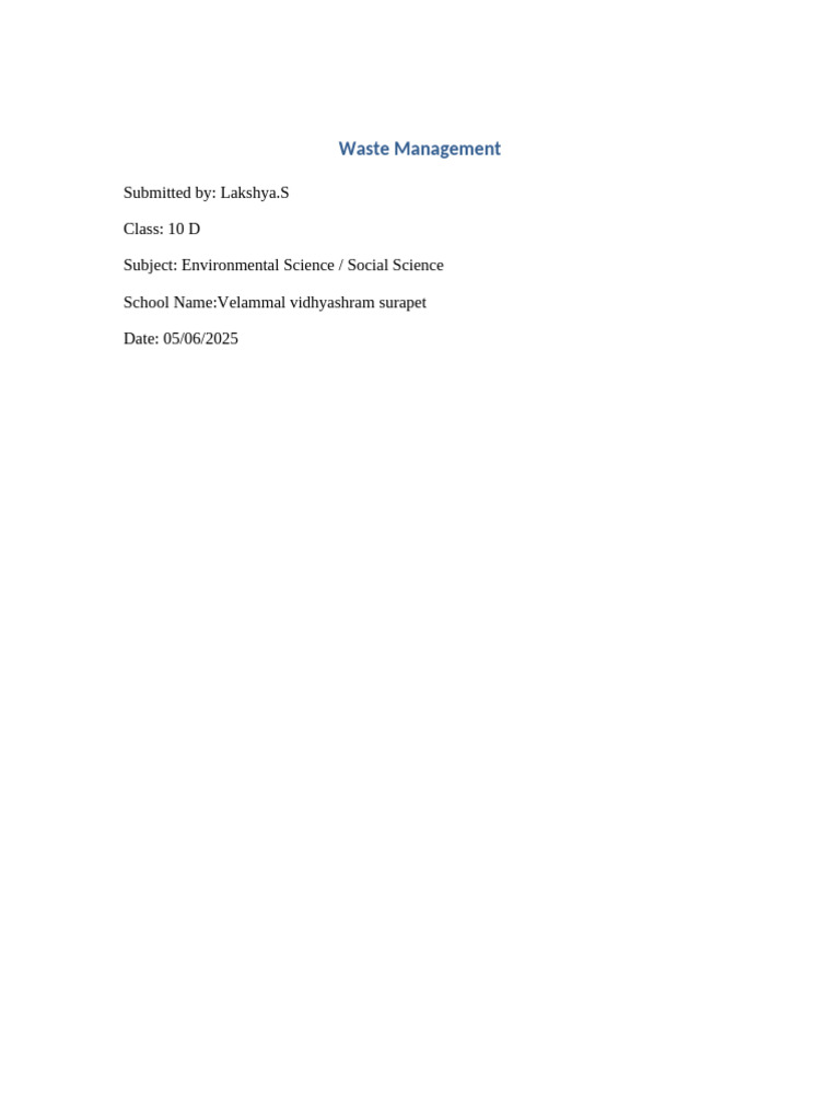 Waste Management Assignment | PDF | Waste | Waste Management