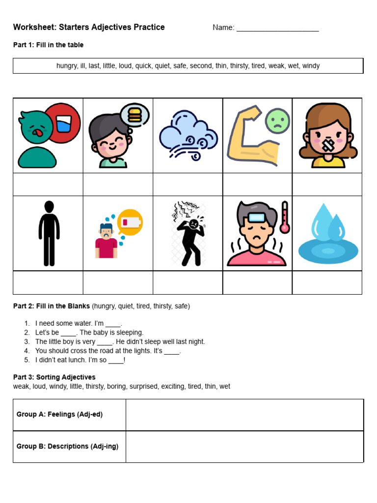 Starters - Adjective 3 | PDF