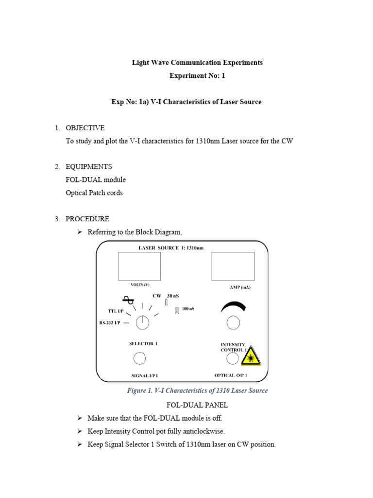 1310nm Laser Source Characterization | PDF | Optical Fiber | Power Supply