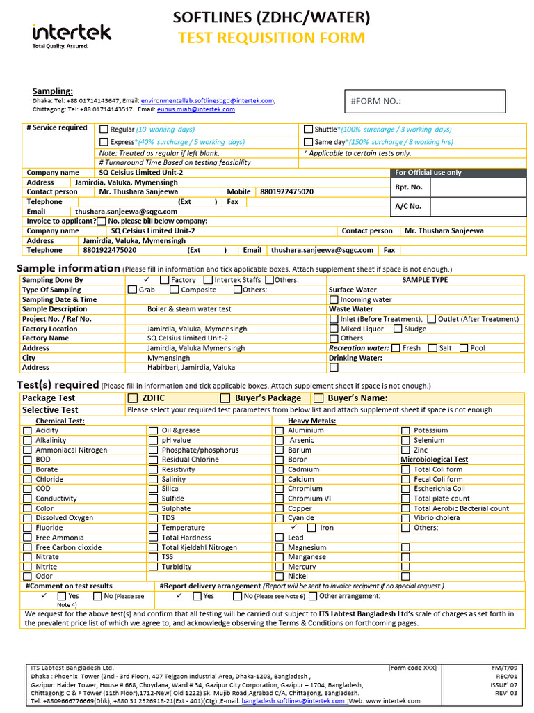 Softlines Test Requisition Form Bangladesh | PDF | Indemnity | Tort