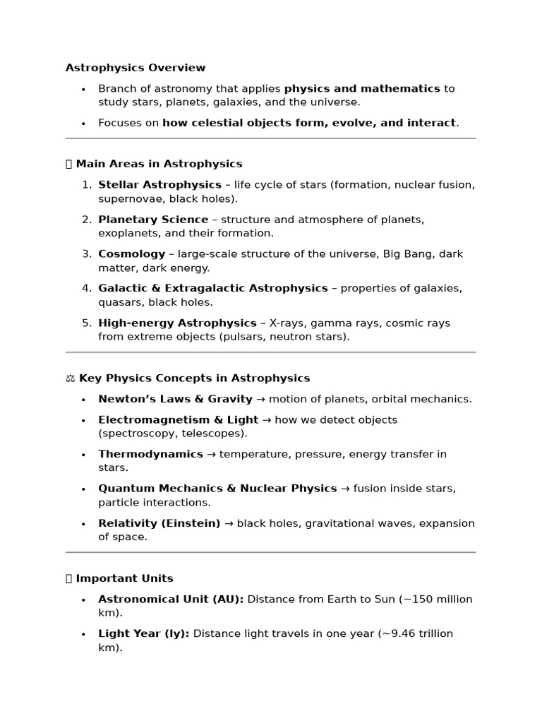 Astrophysics Overview | PDF