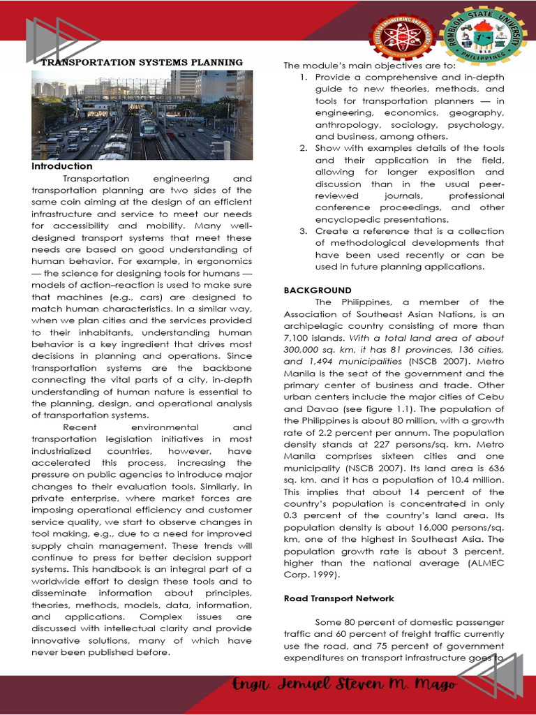 Transportation Systems Planning Overview | PDF | Traffic | Intersection ...