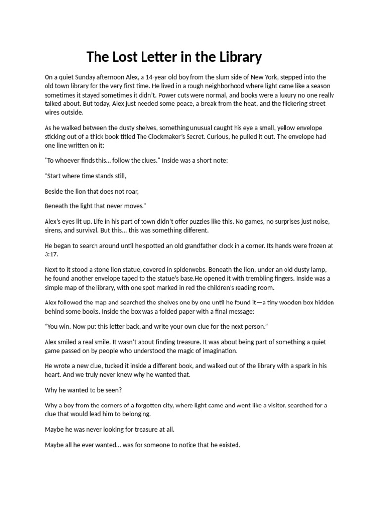 The Lost Letter in The Library | PDF
