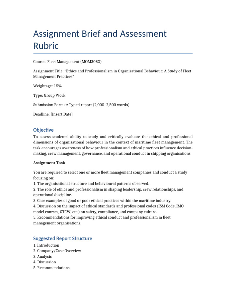Fleet Management Project OB Ethics | PDF | Psychological Concepts | Behavioural Sciences