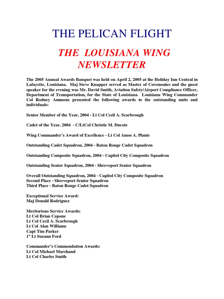 Louisiana Wing - Mar 2005 | PDF | Awards And Decorations Of The Civil ...