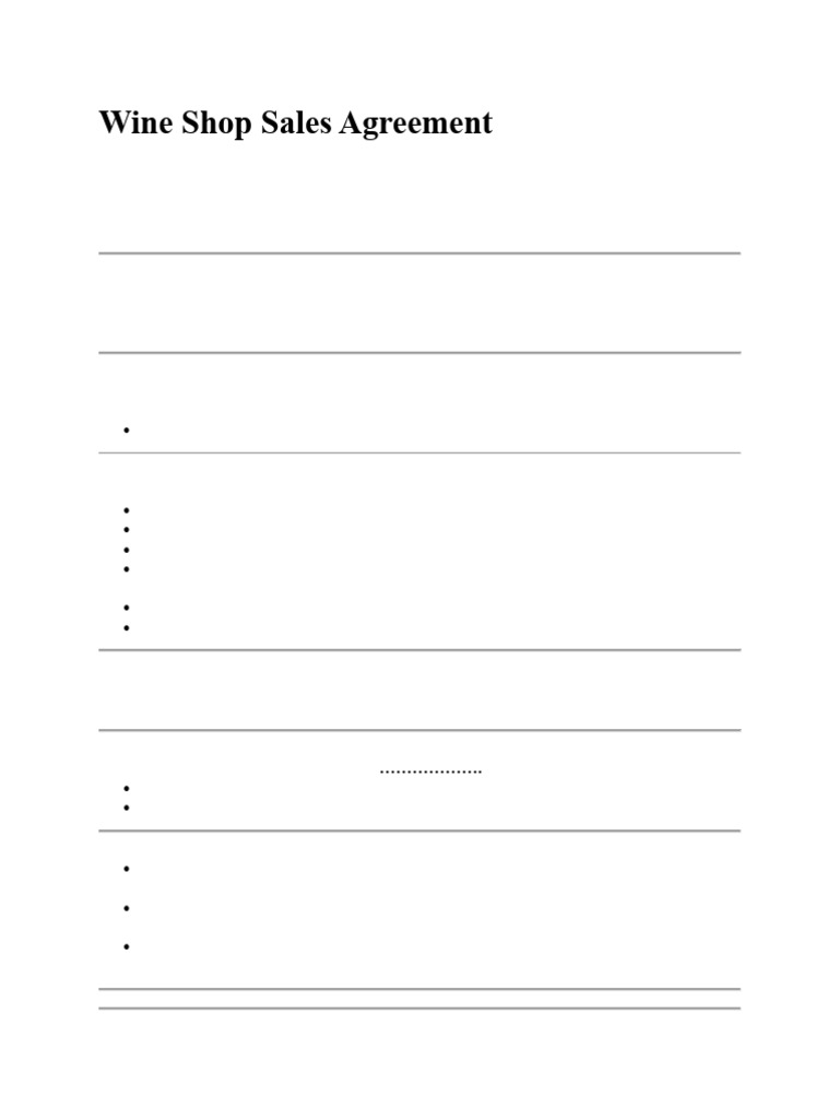 Wine Shop Sales Agreement Template | PDF
