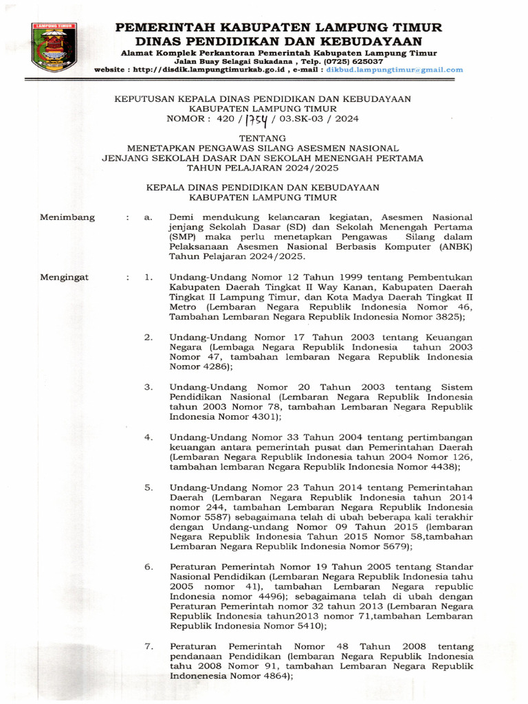 SK Pengawas Silang 2024 | PDF