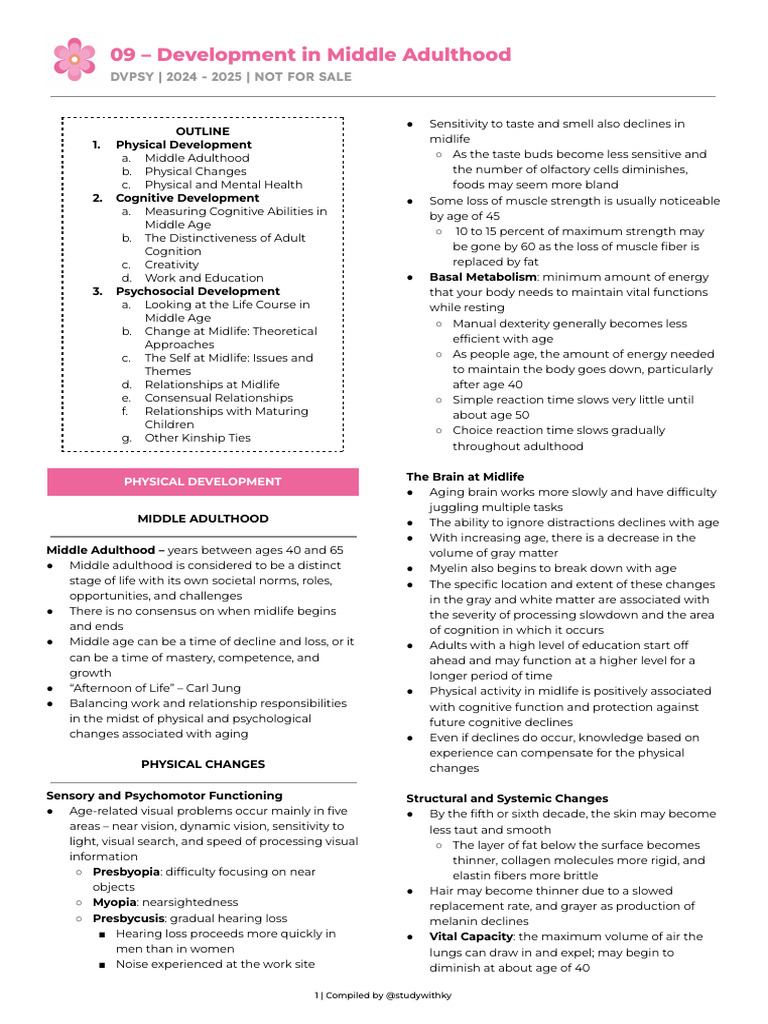 Middle Adulthood: Development Insights | PDF | Menopause | Thought