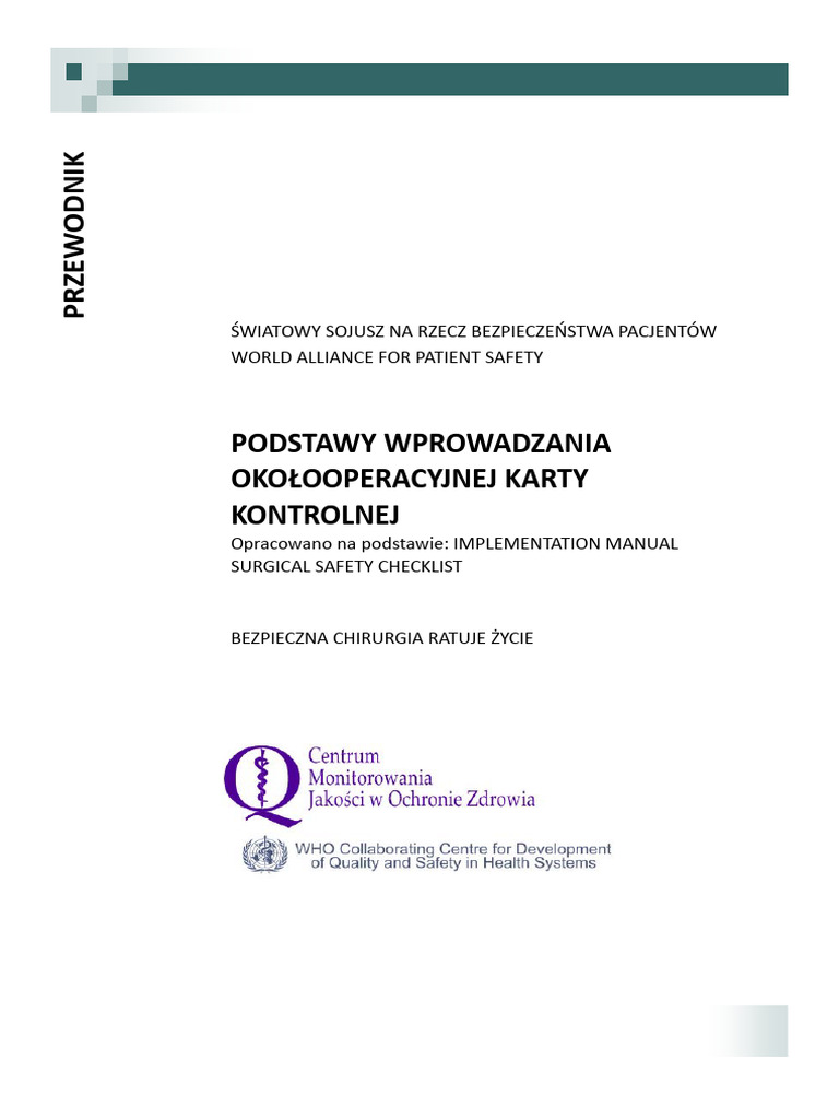 Okk Podrecznik Podstawy Wprowadzenia Okolooperacyjnej Karty Kontrolnej ...