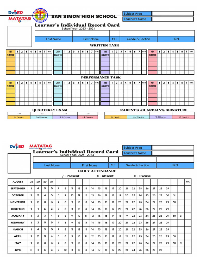 Learners Individual Record Card | PDF