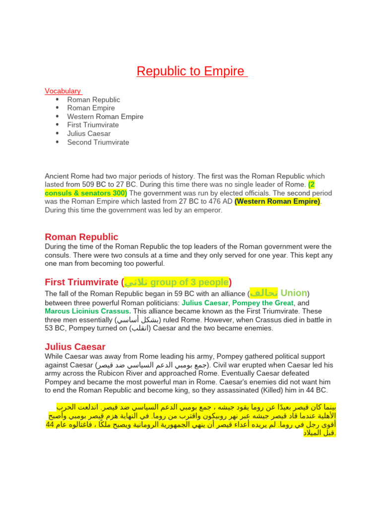 Ch2 Lesson 7,8 Republic To Empire & Food, Jobs and Daily Life | PDF ...
