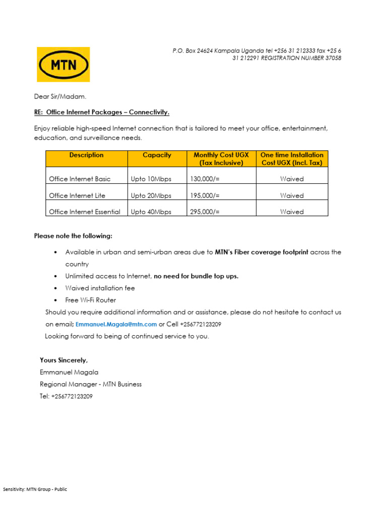 MTN Office Internet | PDF