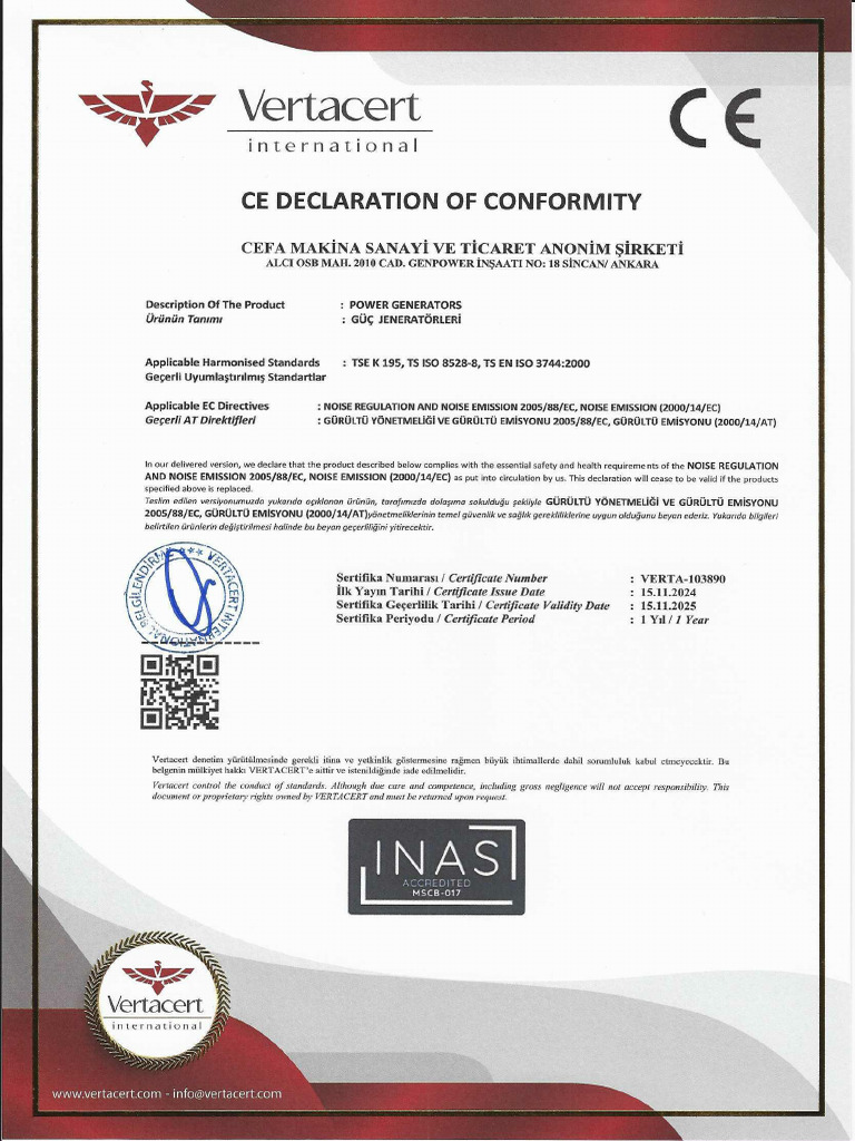 Vertacert Noise Regulation and Noise Emission | PDF