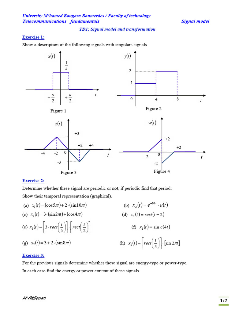 1 - 1 Signal Model Transformations TD1 | PDF