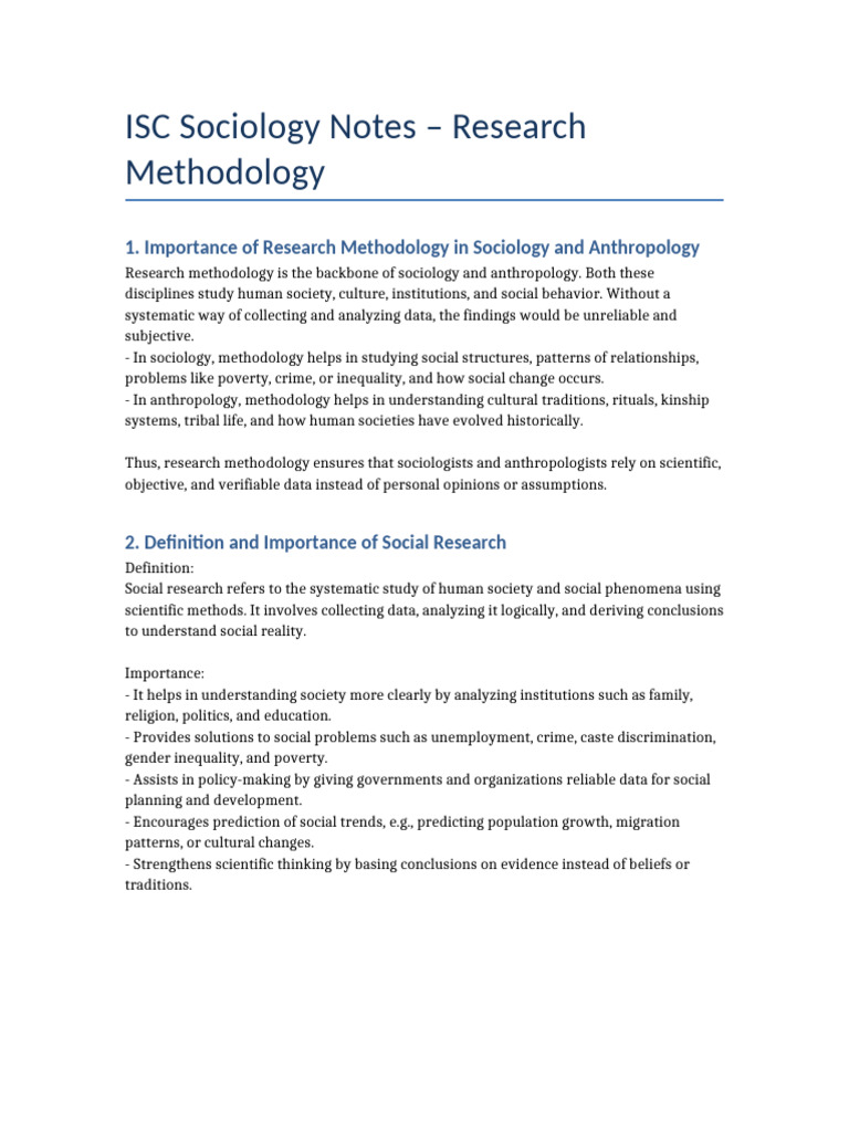 Sociology Research Methodology Overview | PDF | Sociology | Methodology