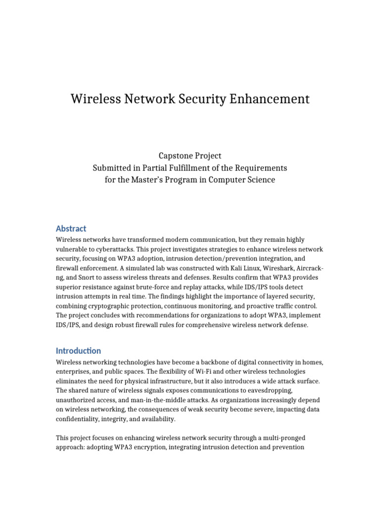 Capstone Project Network Security Enhancement | PDF | Security | Computer Security