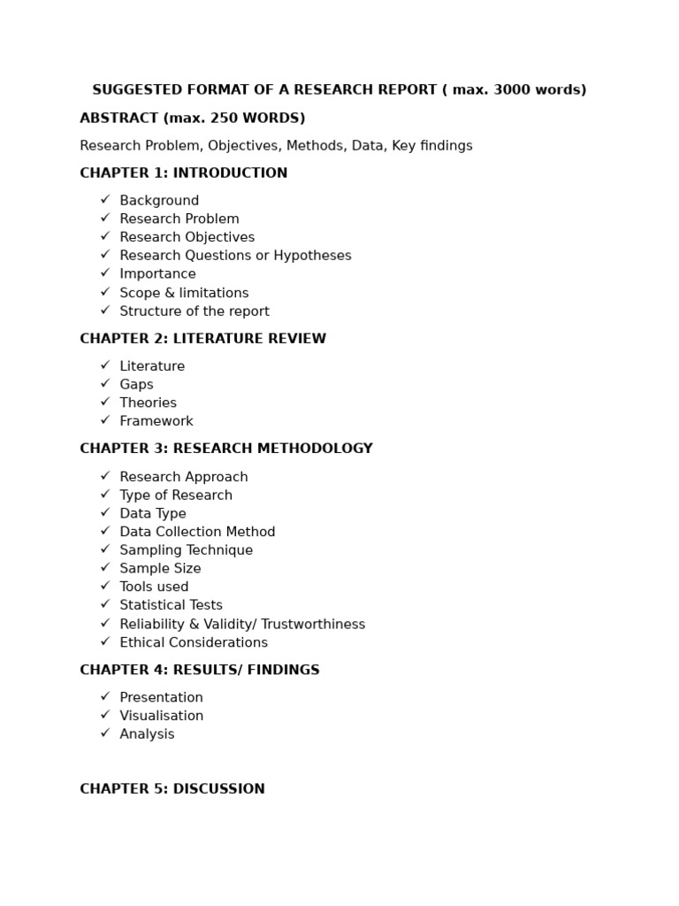 Suggested Format of A Research Report | PDF