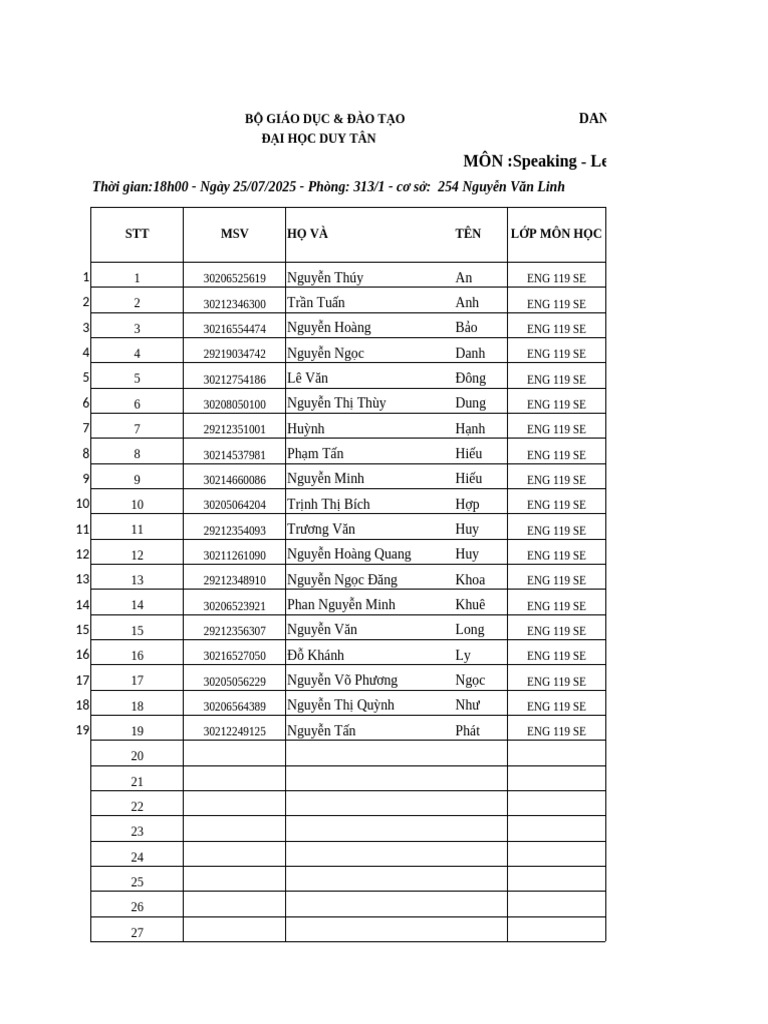 18h00 - ENG119 - SPEAKING LEVEL 1 | PDF