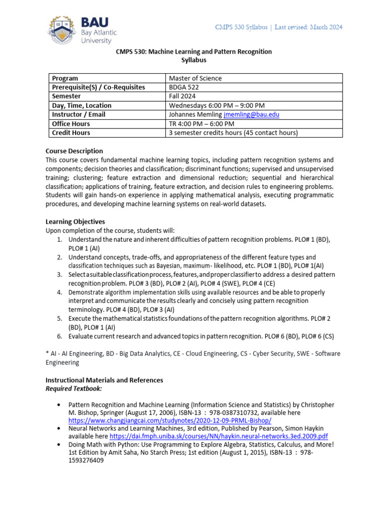 CMPS 530 Machine Learning and Pattern Recognition | PDF | Pattern Recognition | Statistical ...