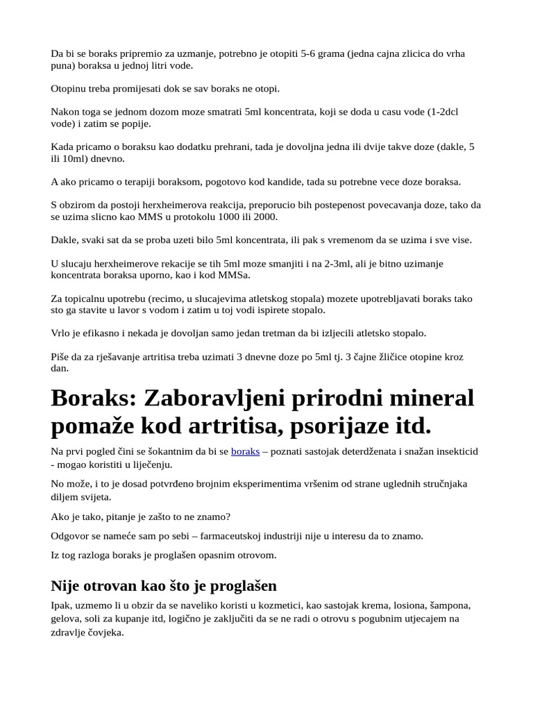 Boraks - Priprema I Upotreba | PDF