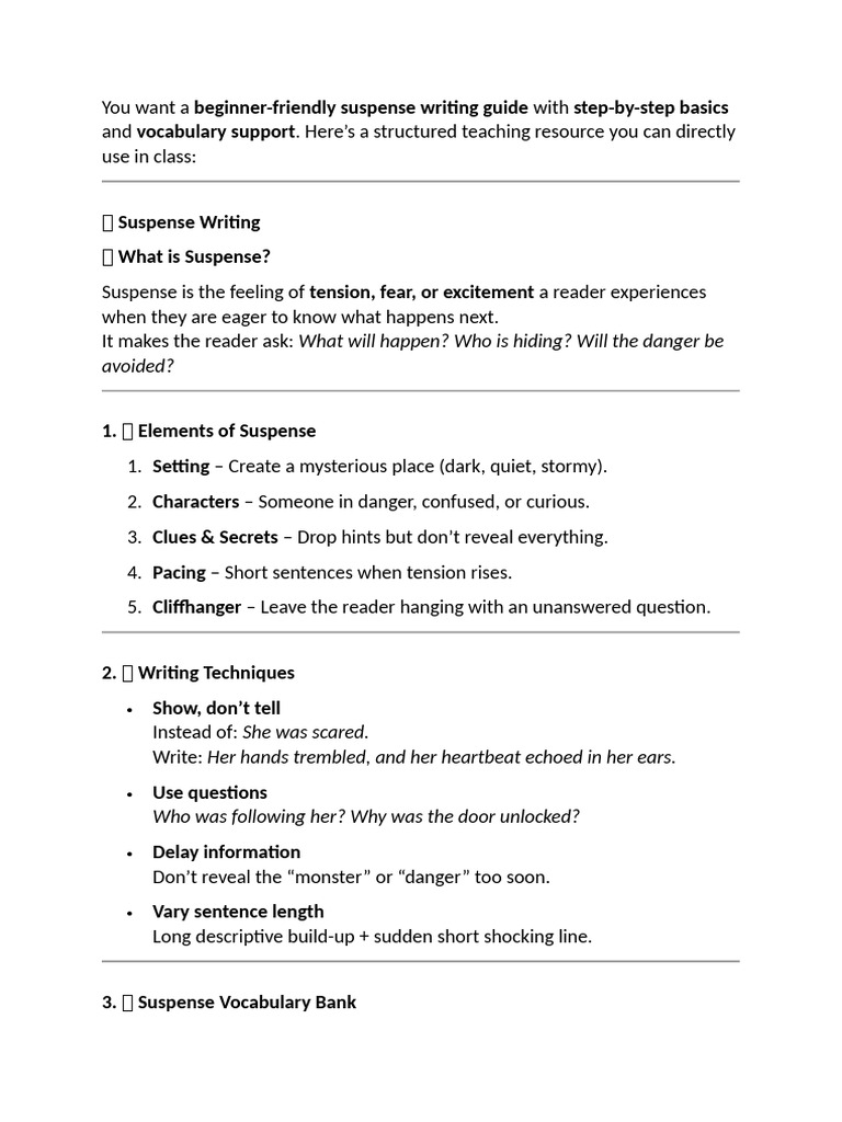 Beginner's Guide to Suspense Writing | PDF