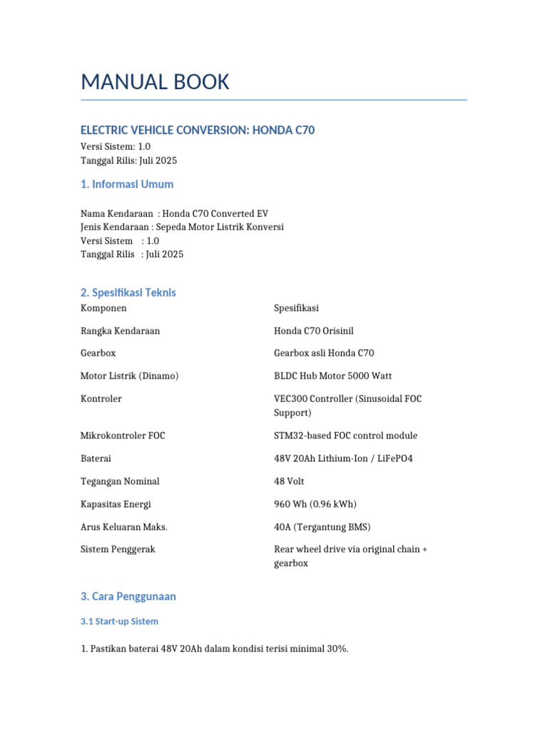 Skema Kelistrikan Honda C70 EV | PDF