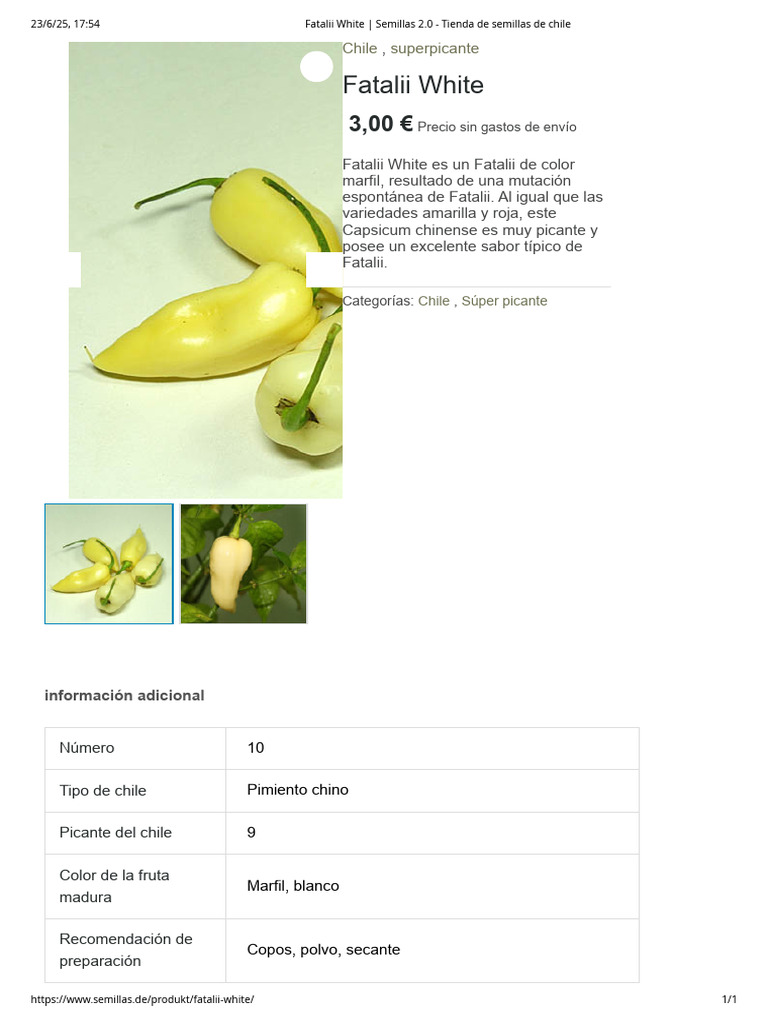 Chile Fatalii White: Picante y Sabroso | PDF
