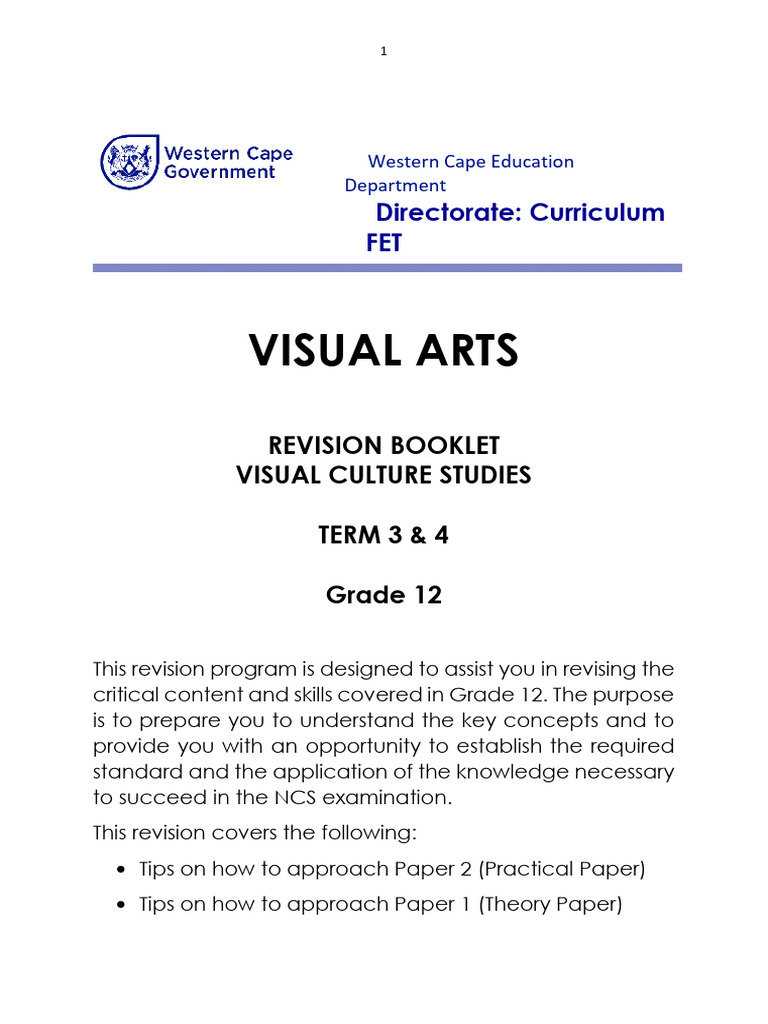 Grade 12 Visual Arts Revision Guide | PDF | Drawing | Composition ...