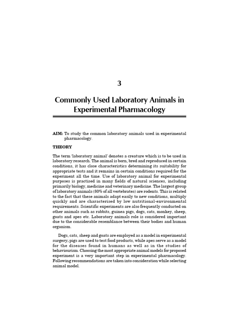 Common Lab Animals in Pharmacology | PDF | Animal Testing | Zoology
