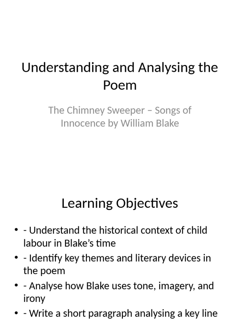 The Chimney Sweeper Poem Analysis | PDF