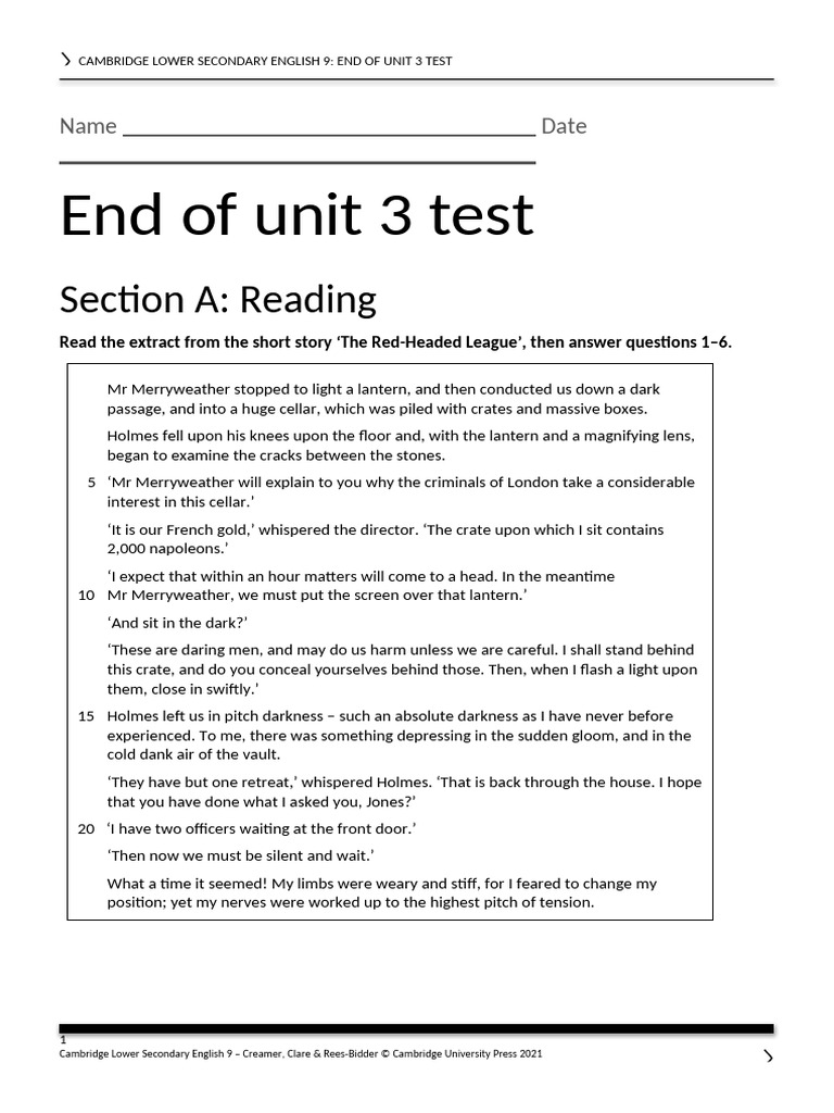 LS English 9 Unit 3 Test | PDF