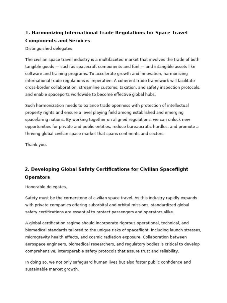 Make A Speech For Each Moderated Caucus Topics | PDF | Spaceflight ...