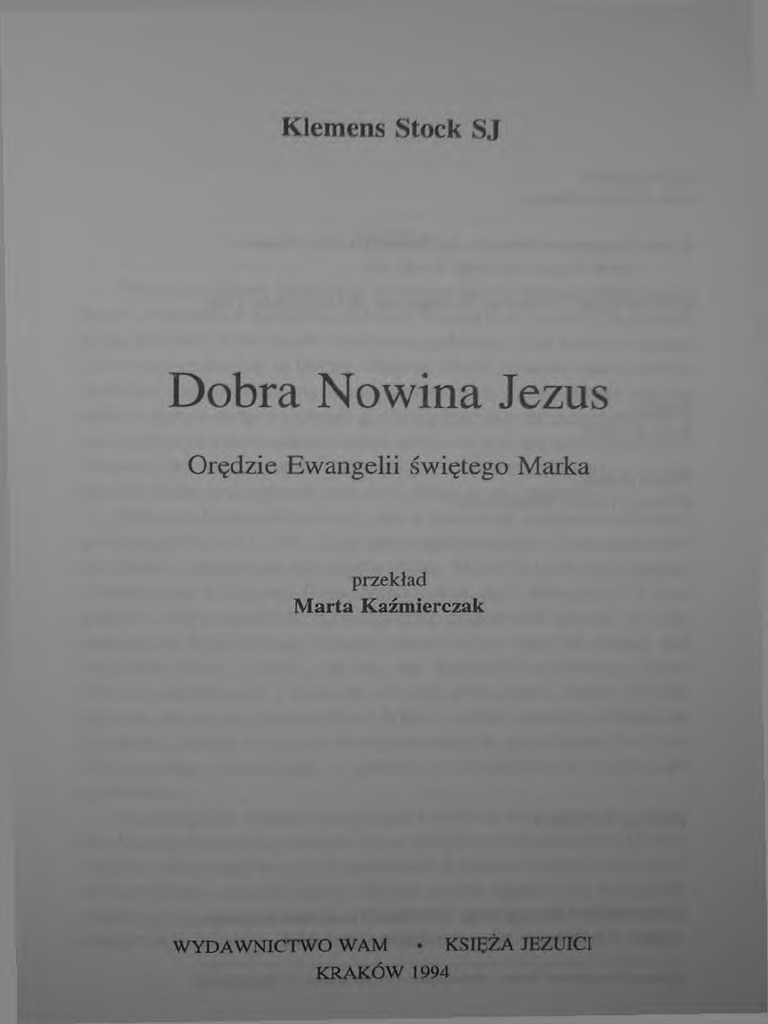 DOBRA NOWINA JEZUSA - ORĘDZIE EWANGELII ŚWIĘTEGO MARKA - O Klemens ...