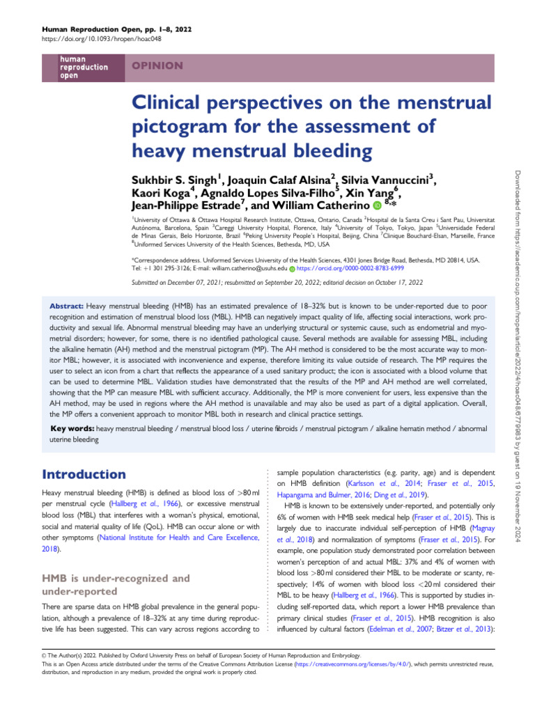 2022 Clinical Perspectives On The Menstrual Pictogram For The ...