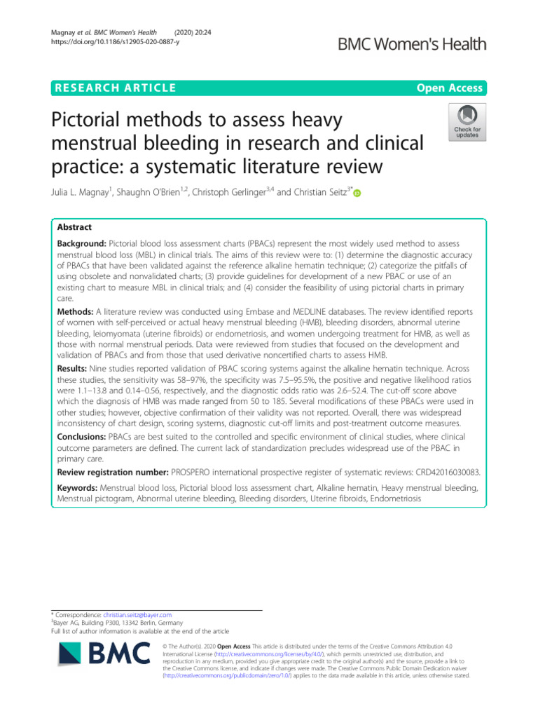 2020 Pictorial Methods to Assess Heavy Menstrual Bleeding in Research ...