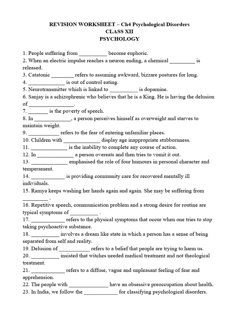 CH 4 12 | PDF | Mental Disorder | Anxiety